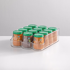 mDesign Small Plastic Kitchen Storage Organizer Divided Bin for Tall Skinny Soda/Pop Cans - 3 Compartments for Kitchen, Pantry, Refrigerator - Clear