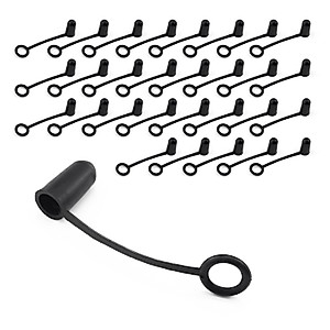 DGHAOP 30pcs Pourers Dust Caps, Black Rubber Hooded Pourers Dust Caps (Not Include the Spout)