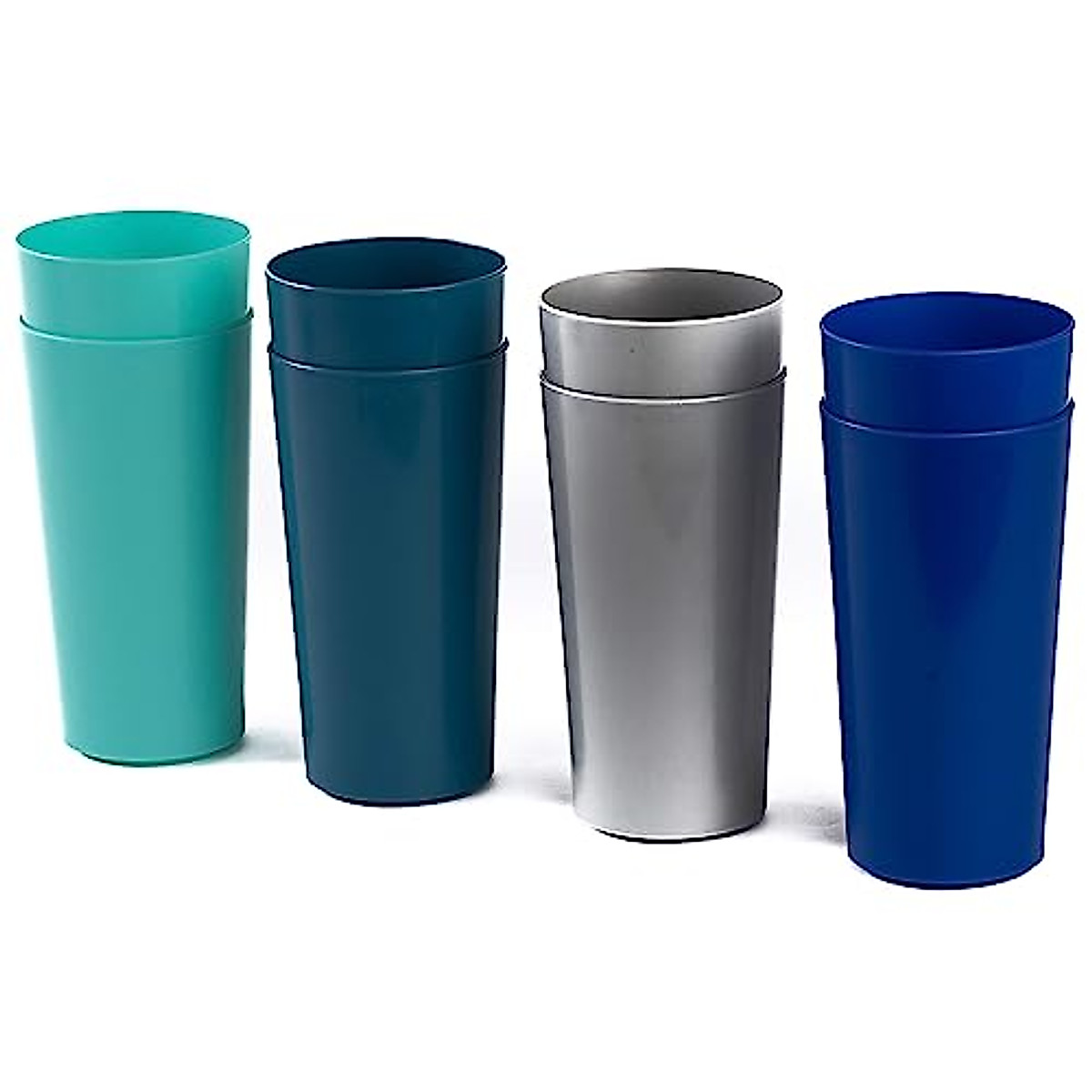Klickpick Home 28 Ounce - 12 Piece Premium Quality Plastic Beverage Tumblers Reusable Cups Dishwasher Safe BPAFree In 4 Coastal Colours