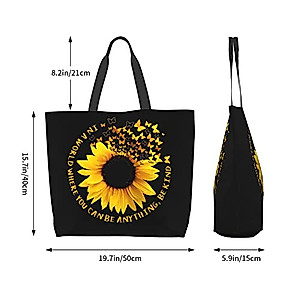 Qaxcdmky Sunflower Tote Bag Large Shoulder Bag Casual Reusable Handbag For Women Shopping Grocery Work