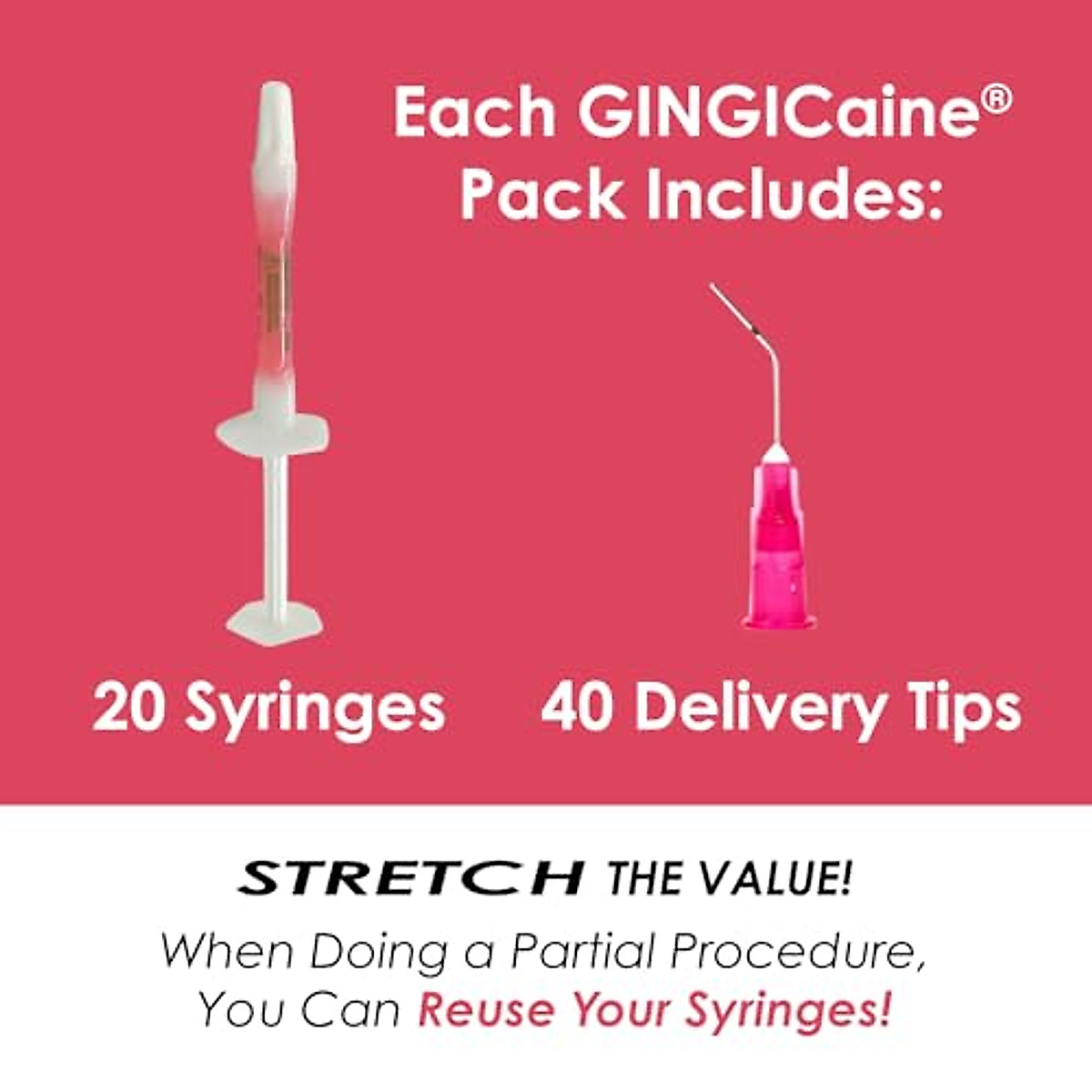 Prophy Magic Oral Anesthetic Gel in Syringe by GINGICaine, 1.2ml Strawberry Flavored Oral Anesthetic Gel for Smooth Local Anesthetic Application
