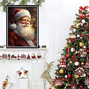 SKRYUIE 5D Santa Claus Diamond Art Painting Kits - DIY Diamond Art Christmas in July, Full Round Drill - Crystal Embroidery Cross Stitch - Adult Craft for Wall & Office Decor - 12x16 inch