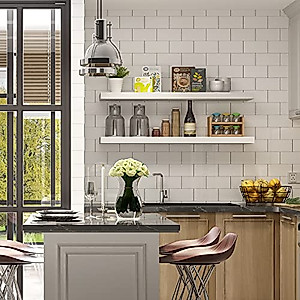 WELLAND 12" Deep White Floating Shelves, Floating Shelf Wall Shelf Display Floating Shelf, 47.24" L x 11.81" D x 2" T, Deeper Than Others, White