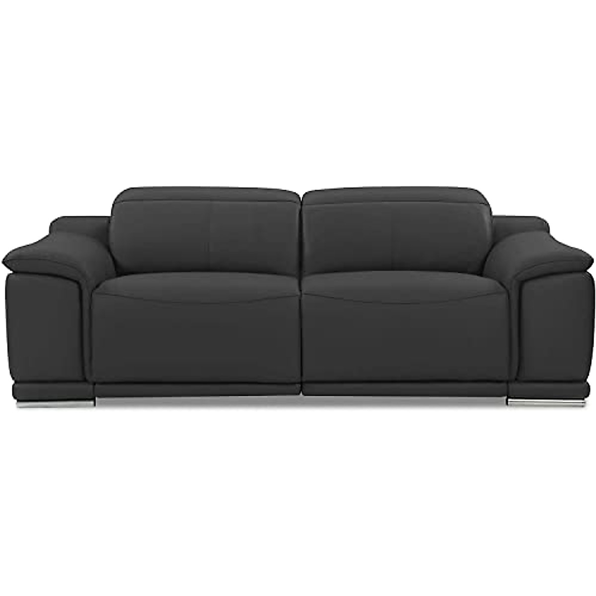 Blackjack Furniture Lorenzo Mid Century Modern Italian Leather Living Room Power Reclining, Sofa, 86", Dark Gray