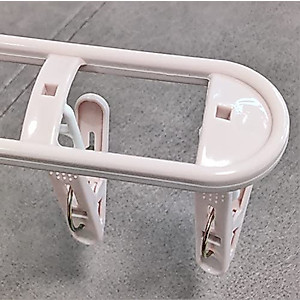 Fineget Foldable Clothes Travel Hangers with Clips Clothes Drying Racks Socks Lingerie Plastic Non Slip Skirt Hangers Closet Laundry Organization Hangers Pnk