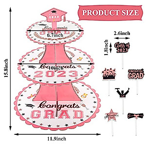 Yunqing Graduation Decorations Class of 2023 - Cupcake Stand Set with 12 Pack Graduation Cake Toppers, Perfect for Graduation Theme Dessert & Gift Presentation