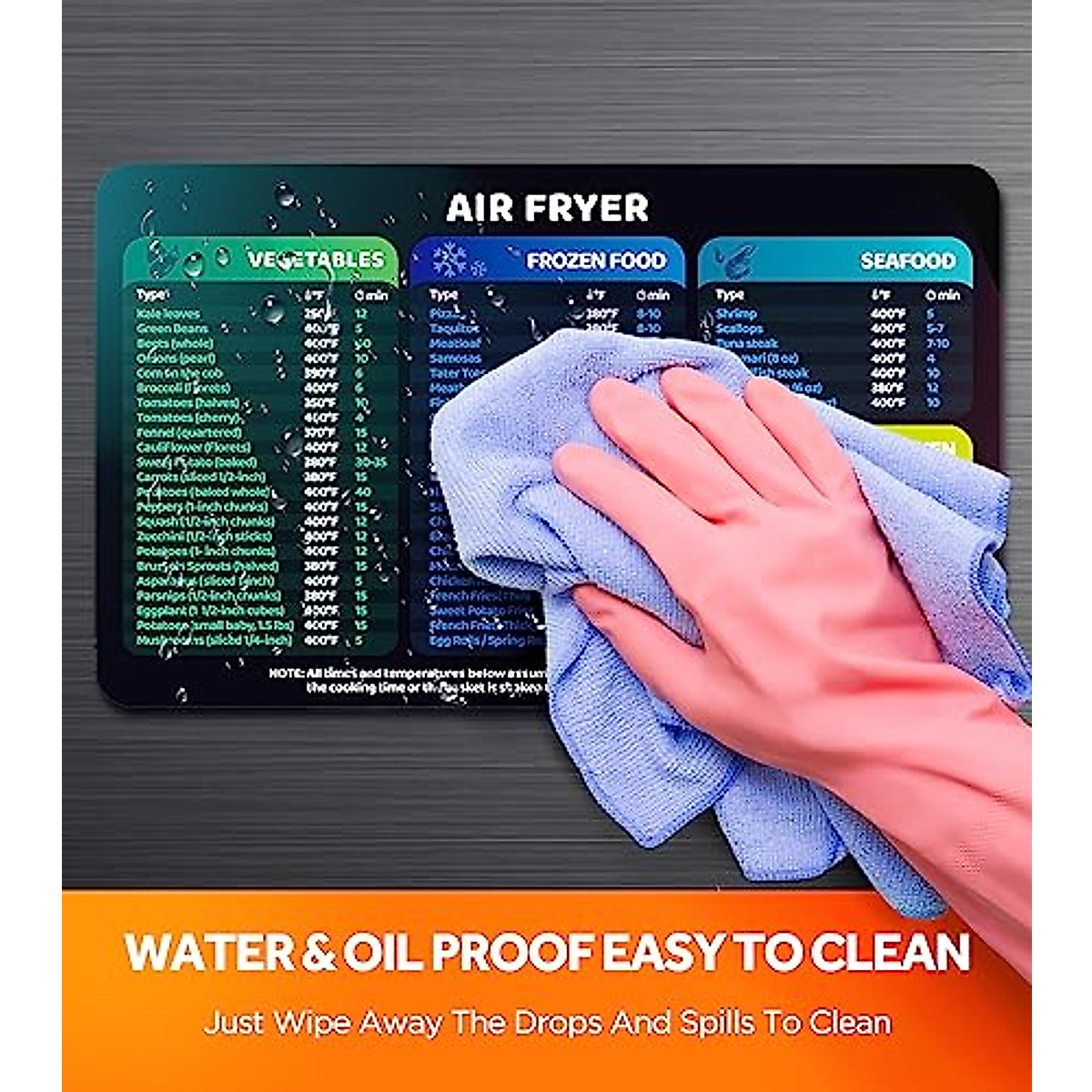 2023 Newest 2-in-1 Magnetic Meat Smoking Guide & Air Frying Guide with Temperature, Time & Wood Flavors, Useful Air Fryer & Smoker Accessories Kitchen Gadgets, Waterproof Magnet Sheet For Quick Reference