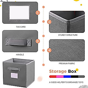 JNCHOICE Storage Cubes 2 Packs Folding Thicker Fabric Storage Bins Basket for Closet Shelf Cabinet Bookcase - Grey
