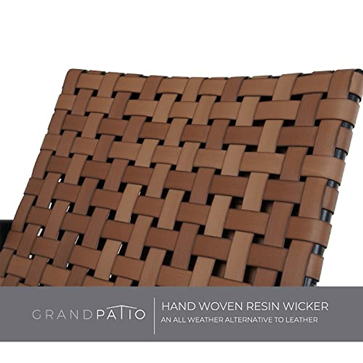 Grand patio Outdoor Aksel Series Conversation Chairs Set of 2 All Weather Wicker Patio Chairs with Powder Coated Aluminum Frame Bistro Set for Garden Backyard Balcony Brown