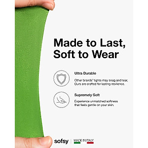 sofsy Italian-Made Clover Green Tights for Women | Ultra Soft Solid Color Pantyhose for Dresses | Durable High Waist Opaque Nylons - Large