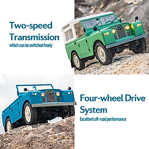 WOWRC FMS 1/12 Land Rover Series II RC Car,RC Crawler Pickups & Vans & Convertibles 3 in 1 with 2 Speed Transmission,4-Wheel Drive,LED Lights,RC Model for Adults,Green
