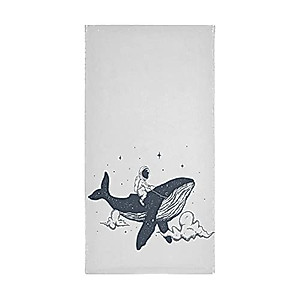 susiyo Astronaut Flies on The Whale Hand Towels Set of 2 Luxury Print Decorative Bathroom Towels Super Soft Highly Absorbent Multipurpose Towels for Yoga Gym Spa Hotel Bathroom Kitchen 28x14 Inch
