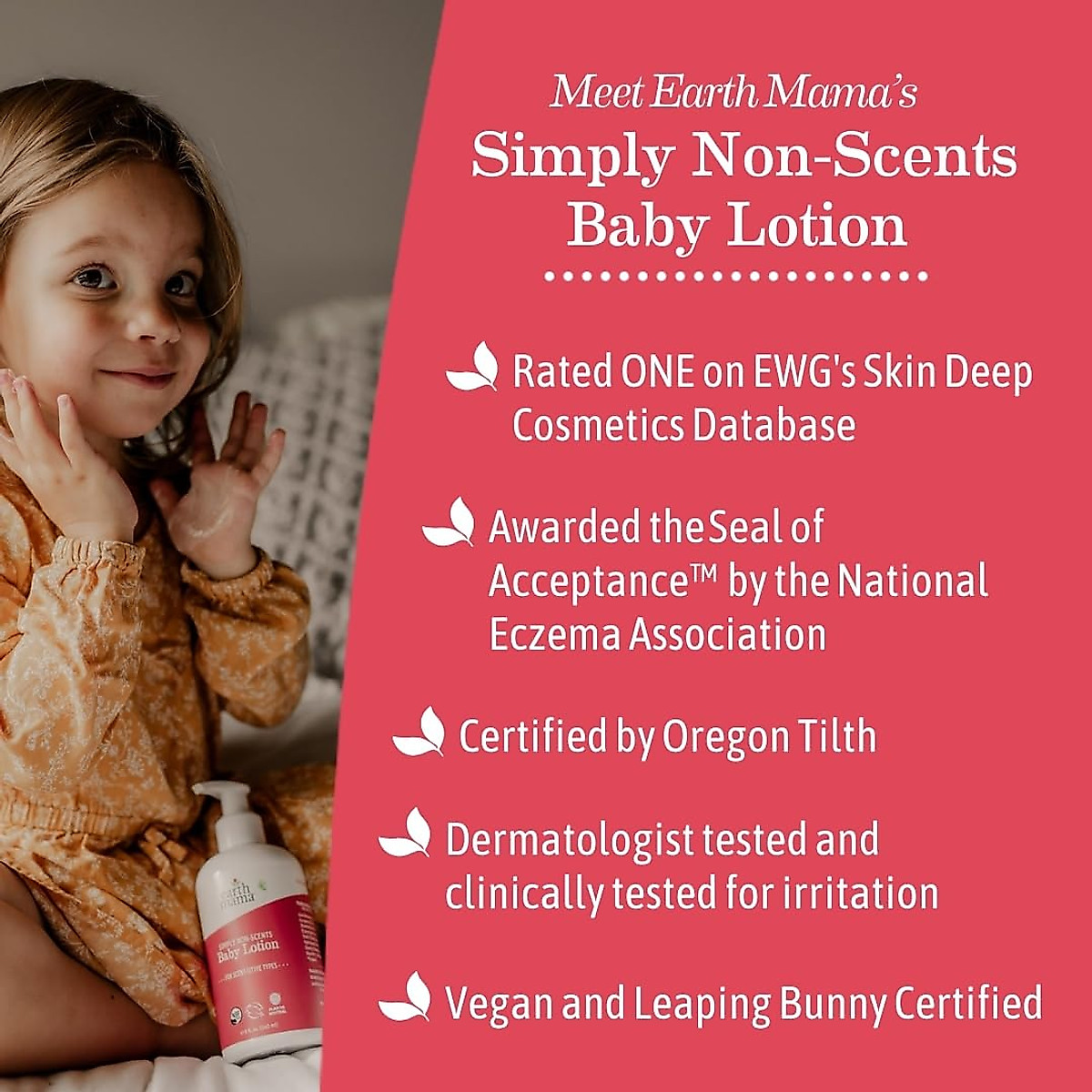 Earth Mama Simply Non-Scents Baby Lotion | Fragrance-free with Organic Calendula + Rooibos for Sensitive Skin, 8-Fluid Ounce