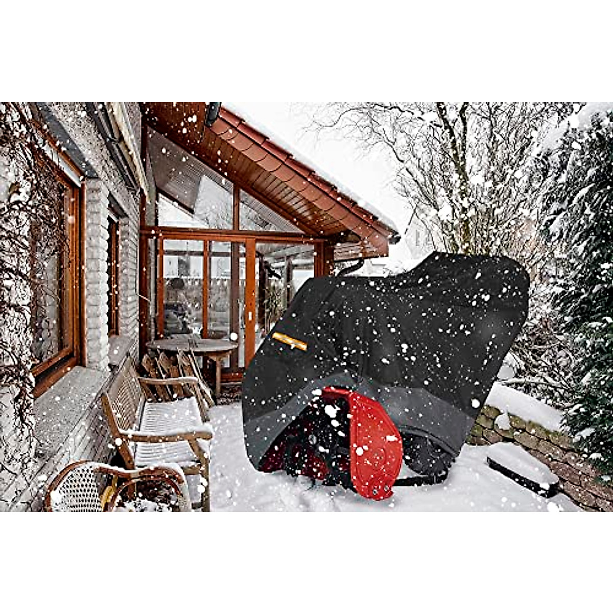 IC ICLOVER Snow Blower Cover, 600D, Two Stage Electric Snow Thrower Cover, Heavy Duty 600D Oxford Fabric Waterproof, Windproof, Sun UV Dust Proof, with Air Vent, Reflective Stripe Handle