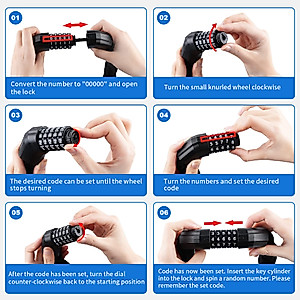 KNETE Bicycle Lock, Mini Portable Bicycle Lock, 5-Digit Combination Bicycle Lock, Combination Bicycle Lock, Lock bar, Skateboard Lock, Motorcycle Lock, Multifunctional Bicycle Anti-Theft Lock.