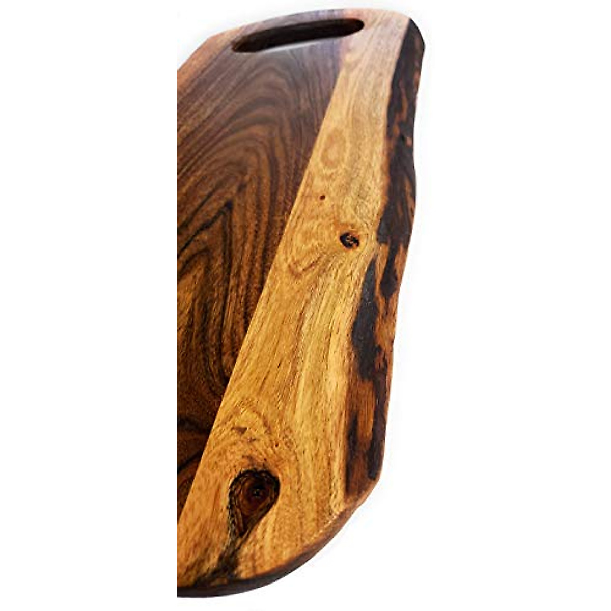 FEATHERLEE - Premium Natural Live Edge Acacia Serving Cutting Charcuterie Board With Round Handle