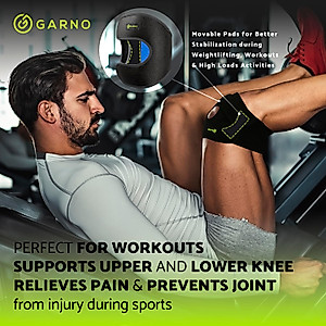 GARNO Knee Brace Plus Size, Dual Patella Tendon Support Strap, Adjustable Neoprene Stabilizer for Meniscus Tear, Arthritis, Tendonitis, MCL, ACL, Pain Relief, Recovery, Running, Men & Women; XL /2XL