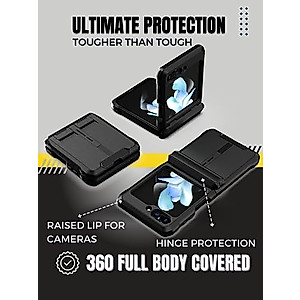 CaseBorne V Compatible with Samsung Galaxy Z Flip 5 Case - Rugged Protective Case with Semi-Auto Hinge Cover and Tempered Glass Screen Protector, [Made of Recycled Materials]