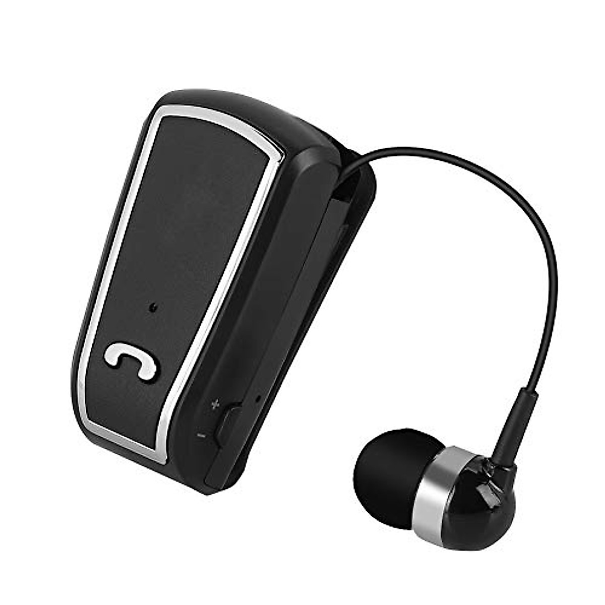 Fineblue F-V3 Retractable Bluetooth Earphone Business Lavalier Earphone Wireless in-Ear Earphone Caller ID Voice Prompts Stereo Bluetooth V4.1 Single Ear Answering(Black)