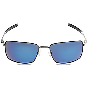 Oakley Men's OO4075 Square Wire Rectangular Sunglasses, Carbon/Grey Polarized, 60 mm