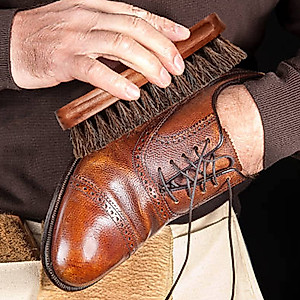Let1be Horsehair Shoe Shine Brush,Polishing Cleaning Brush for Leather Shoes Boots Handbags Sofa,5.9*1.77*1.57 inch