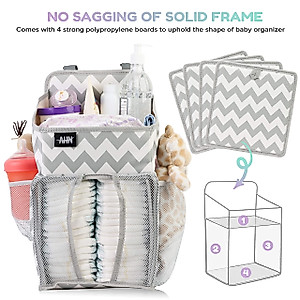 Hanging Diaper Caddy Organizer, Playard Nursery Organizer, Nursery Organizer Baby Diaper Caddy, Diaper Stacker for Changing Table, Crib, Baby Shower Gifts for Newborn, Chevron (Large, Chevron)