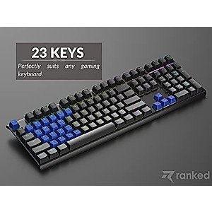 Ranked Rubber Keycap Set | Double Shot Translucent | OEM Profile for Mechanical Gaming Keyboard (Dark Blue, 23 Keys)