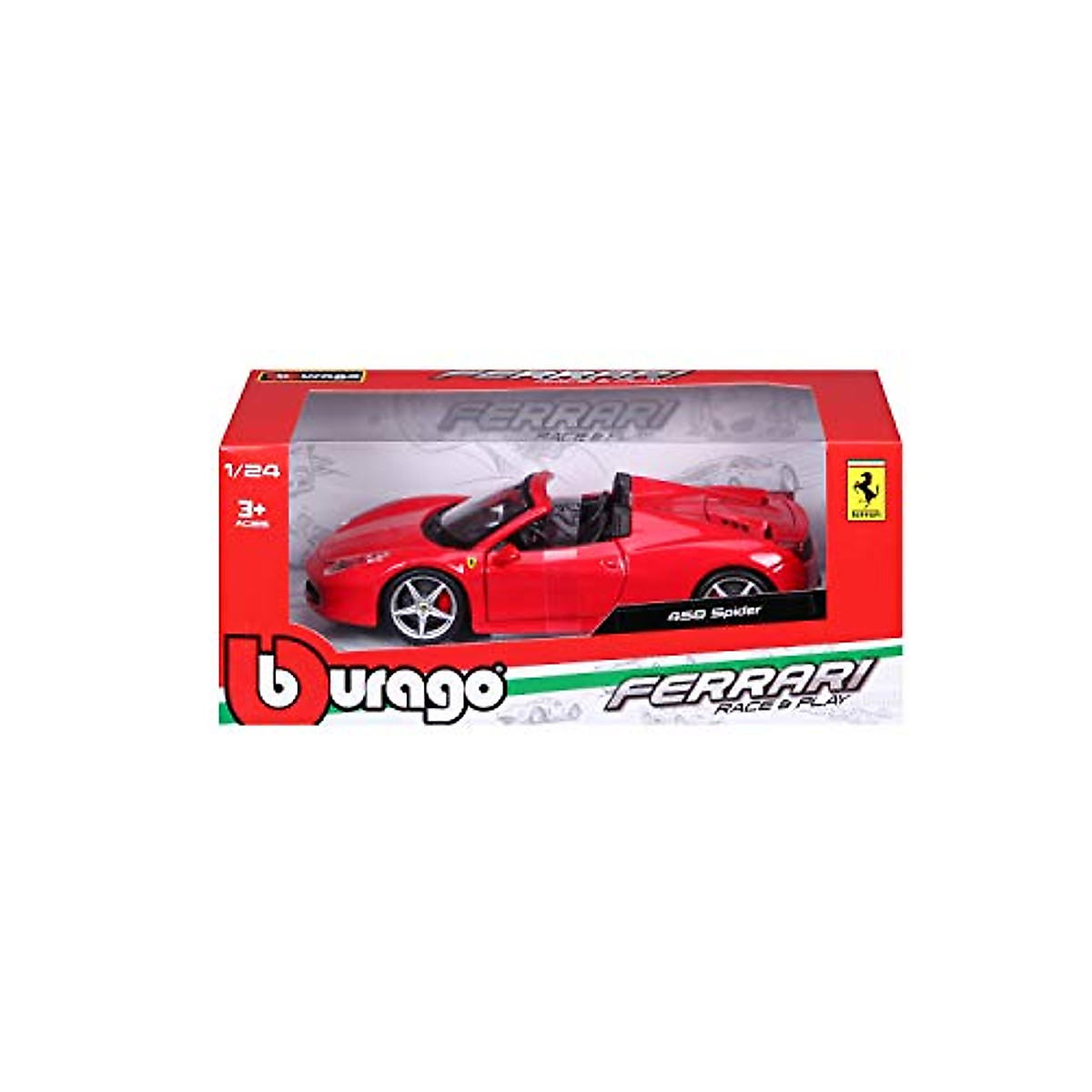 Bburago B18-26017 1:24 Scale Race and Play of The Ferrari 458 Spider Sports Car Die-Cast Model