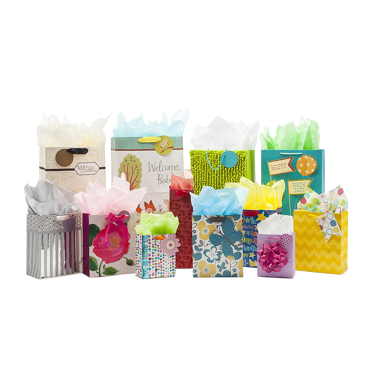 Hallmark 13" Large Gift Bag with Tissue Paper (Purple Flower with Gem) for Birthdays, Mothers Day, Bridal Showers, Baby Showers or Any Occasion