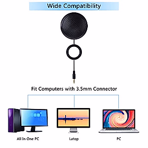 NIGNYA Conference Microphone 3.5mm,Portable Computer Mic, 360°Omnidirectional Plug & Play PC Condenser Microphone for Meeting Chatting Video Conferencing Recording Sound