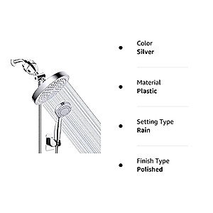 Taiker Filtered Shower Head, High Pressure Rainfall Shower Head/Handheld Shower Filter Combo, Luxury Modern Chrome Plated with 60'' Hose Anti-leak with Holder (Silver)