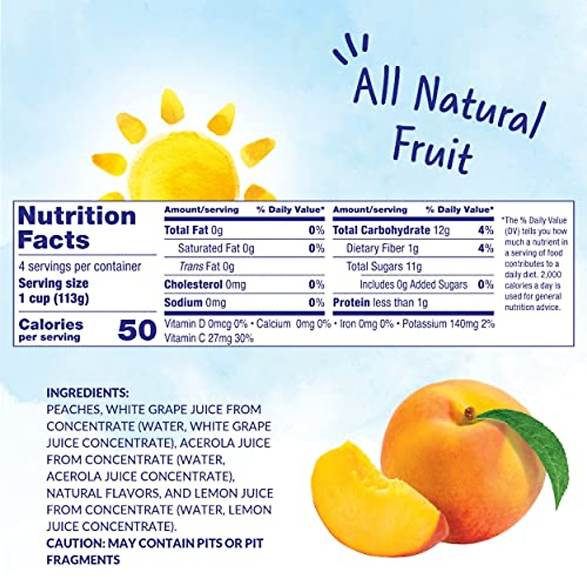 Dole Fruit Bowls Diced Peaches in 100% Juice, Gluten Free Healthy Snack, 4 Ounce 4 Cups (Pack of 4)