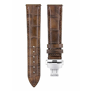 Ewatchparts 22MM LEATHER WATCH BAND STRAP COMPATIBLE WITH IWC PILOT PORTUGUESE TOP GUN + CLASP L/BROWN