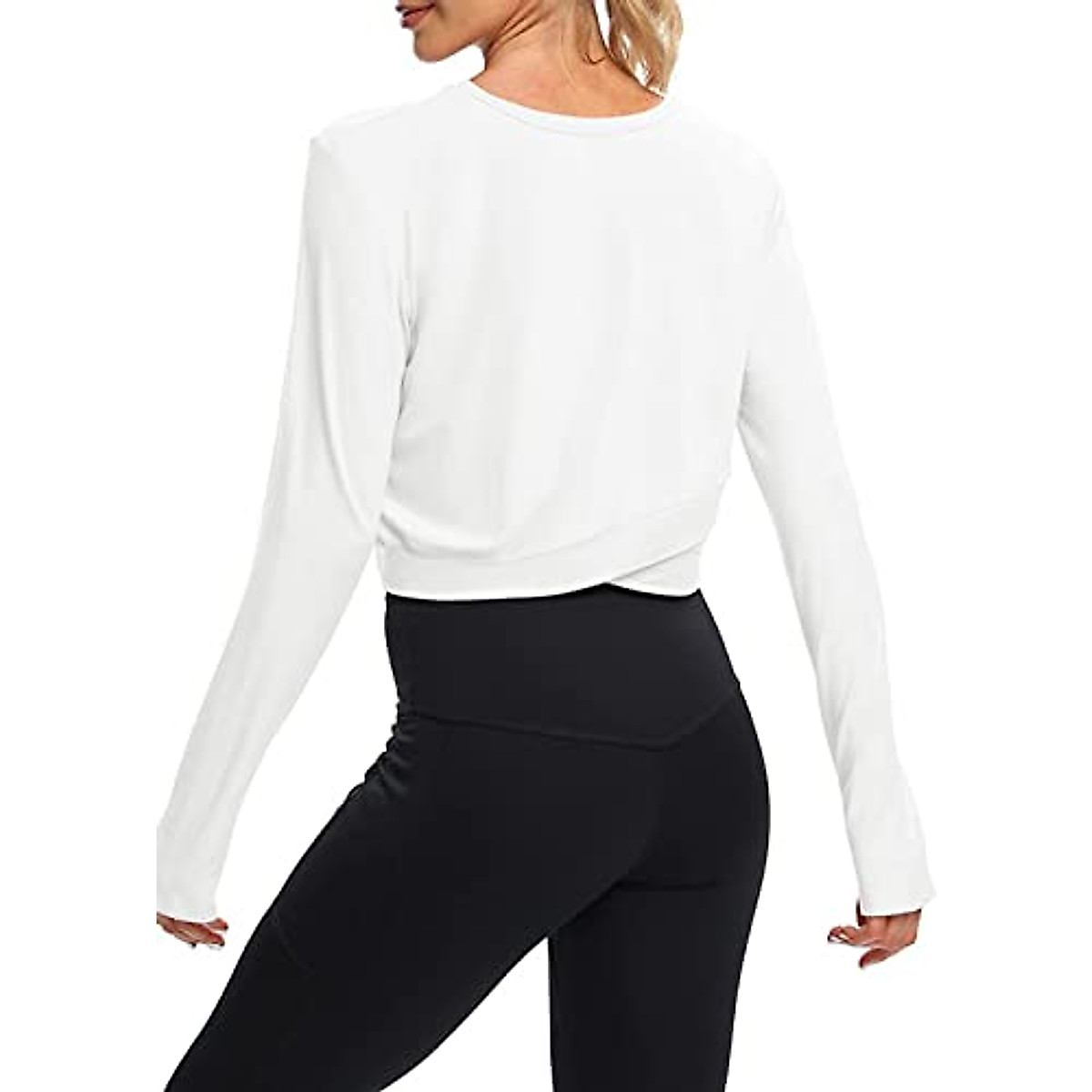 Bestisun Long Sleeve Exercise Sports Tops Workout Activewear Long Sleeve Running Tennis Hiking Casual Shirts Workout Training Clothes White M