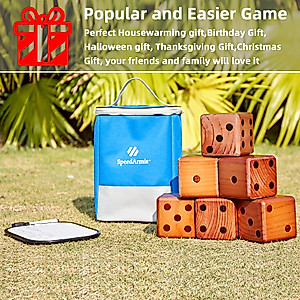 SpeedArmis Giant Wooden Yard Dice Set - Large Lawn yatzee Game with Scoreboard - Outdoor Beach Backyard Games for Teens Adults Family (Including Carry Bag)