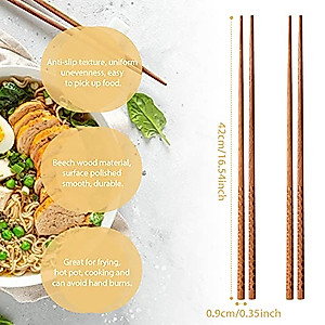 16.5 Inches Cooking Chopsticks, 2 Pairs Wooden Long Chop Sticks Reusable for Noodles Frying Hotpot, Japanese Extra Long Anti-Slip Chopsticks