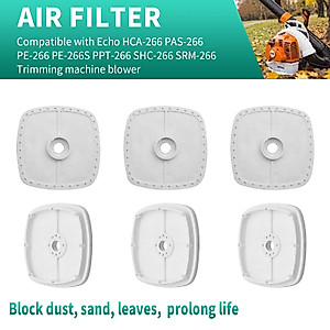 SYOWADA 6 Pcs A226000473 Air Filter Replacement For Echo SRM-266 SRM-280 PB-251 PPT-266 PE-266 HCA-266 T282, A226000470 A226000471 A226000472 Air Filters
