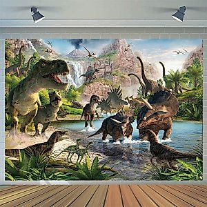 CYLYH 7x5ft Dinosaur Photo Backdrop Dinosaur Park Theme Backdrop Dinosaur Photography Background for Boy Girl Birthday Party Banner Newborn Baby Shower Decoration Photo D596