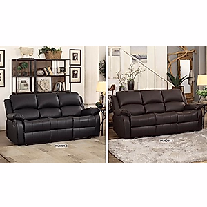 Homelegance Clarkdale Double Reclining Sofa with Drop Down Cup Holders, Br Brown