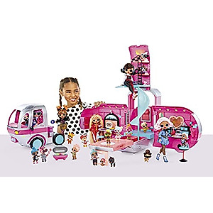 LOL Surprise OMG Glamper Fashion Camper Doll Playset with 55+ Surprises, Fully-Furnished with Light Up Pool, Water Slide, Bunk Beds, Cafe, BBQ Grill, DJ Booth - Gift Toy for Girls Ages 4 5 6 7+ Years