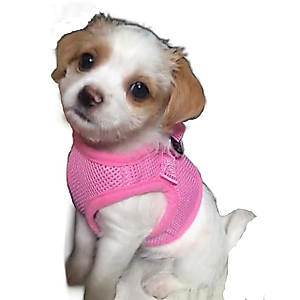 Snazzi Pet Soft Mesh Comfy Step in Dog Vest Harness Tiny XS Small Med Dogs 2-16 lbs Teacup Mini Toy Puppy (Baby Pink, SM 12.5"-13.5" 5-6.5 lbs)