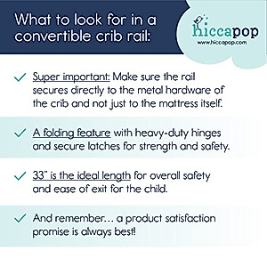 hiccapop Convertible Crib Bed Rail for Toddlers | Crib Rail Guard, Toddler Bed Rail for Crib | Baby Bed Rail Guard with Reinforced Anchor Safety
