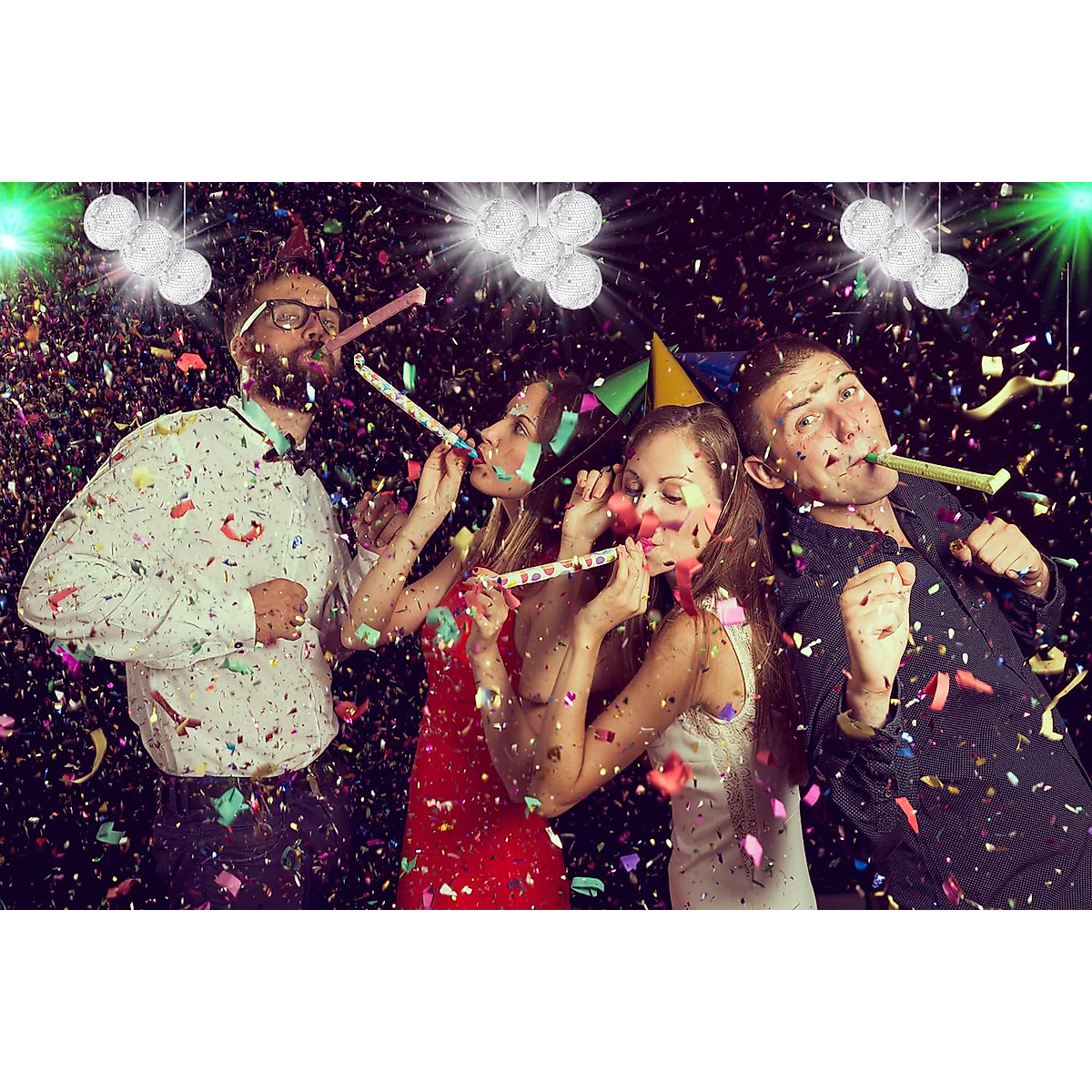 The Dreidel Company Mirror Disco Ball 2" Inch Silver Hanging Ball with Attached String for Hanging, Reflects Light, Party Favor (Pack of 24)