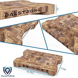 The Dalstrong Lionswood End-Grain Teak Cutting & Serving Board Bundled with The Gladiator Series Elite 7" Santoku Knife