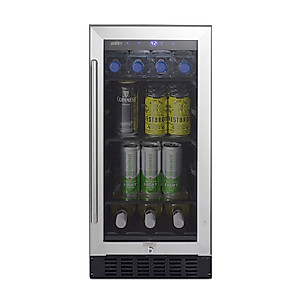 Summit Appliance ALBV15 ADA Compliant 15" Wide Built-in Undercounter Beverage Center for Home or Commercial Use with Glass Door, Automatic Defrost, Lock, Digital Thermostat and Black Cabinet