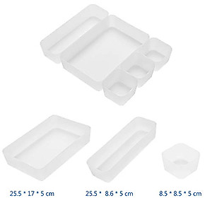 Poeland 5 Pcs Drawer Organizer Tray Storage Box for Bedroom Dresser Bathroom Kitchen