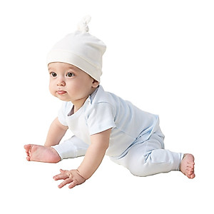 Owlivia Baby Organic Knot Hat, Newborn Hospital Baby Beanies, Unisex Infant Cap (Newborn, Off-White)