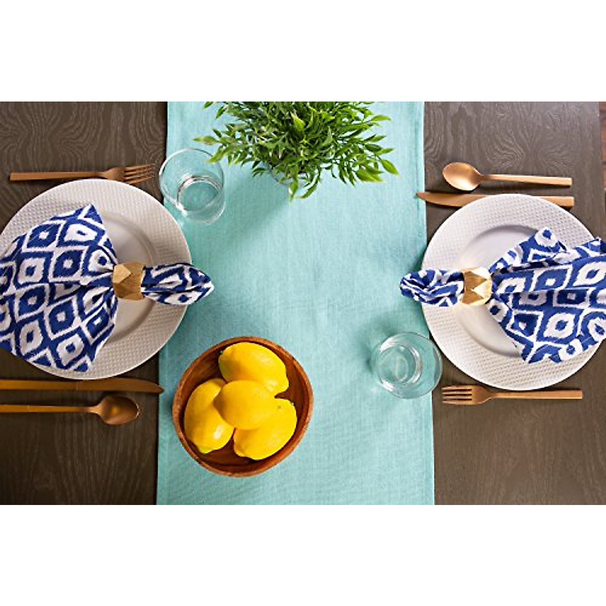 DII Everyday Collection, Fringed Solid Tabletop, Table Runner, 14x72, Aqua