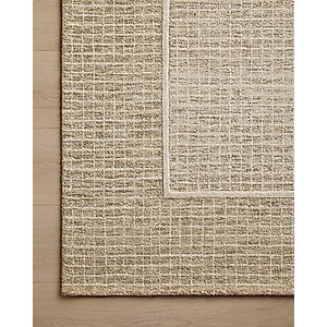 Loloi Chris Loves Julia x Briggs Collection, Wheat & Ivory, 7'-9" x 9'-9" Area Rug – Minimal Gritted Design Area Rugs for Living Room Bedroom Entryway & Hallway No Shed High Traffic Home Decor Rug