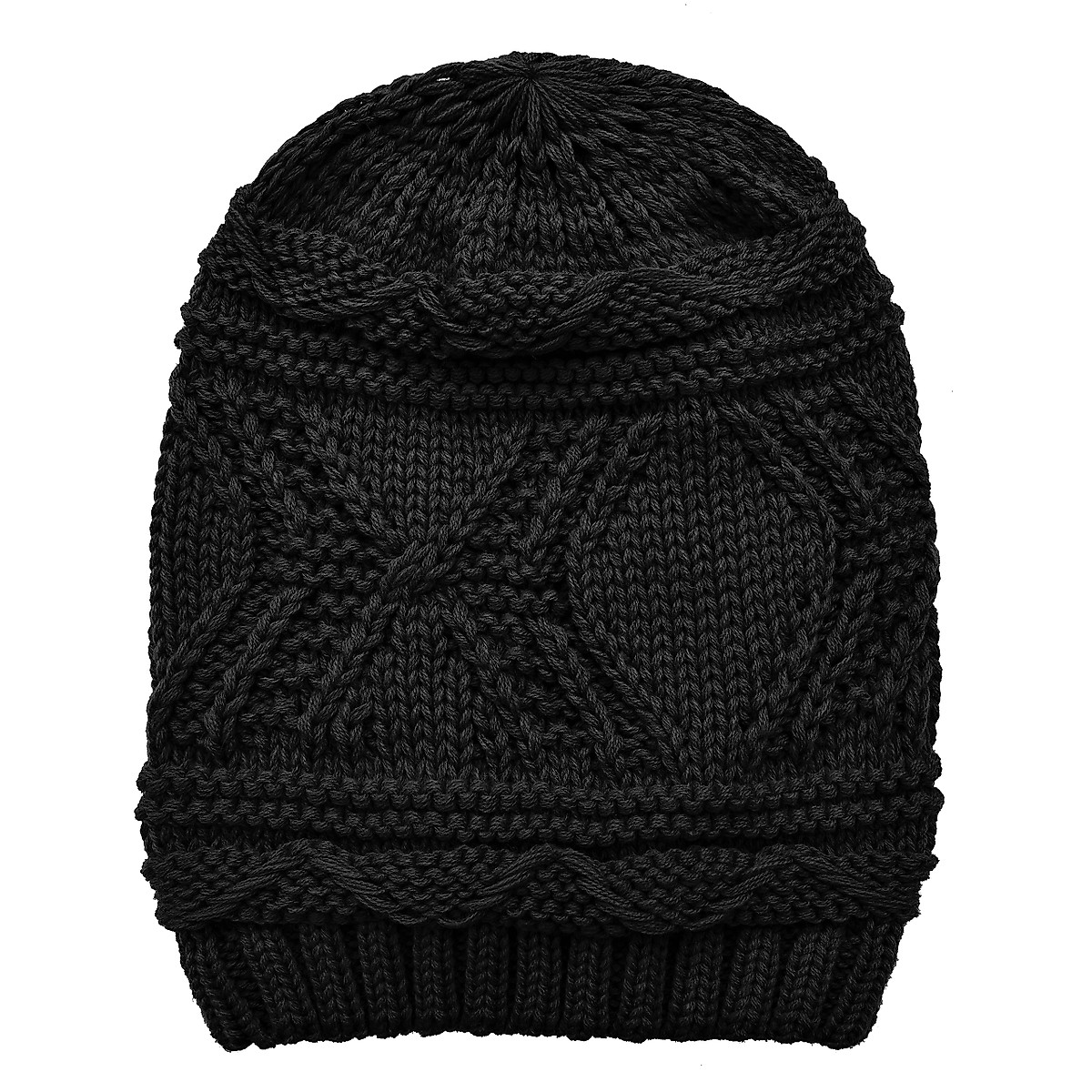 Lilax Knit Slouchy Oversized Soft Warm Winter Beanie Hat Black